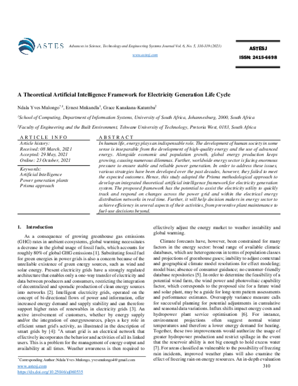 (PDF) A Theoretical Artificial Intelligence Framework for Electricity ...