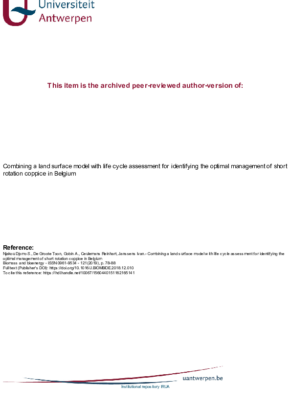 (PDF) Combining a land surface model with life cycle assessment for ...