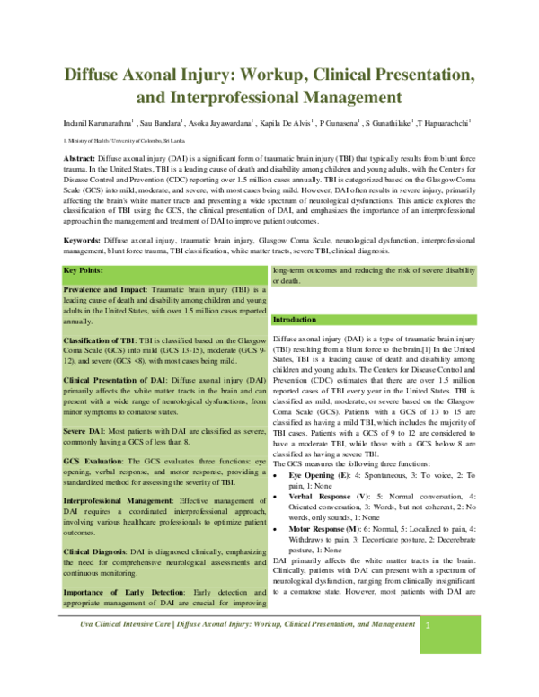 (PDF) Diffuse Axonal Injury
