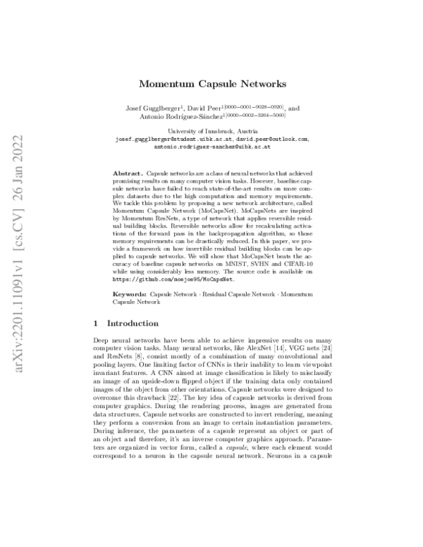 (PDF) Momentum Capsule Networks