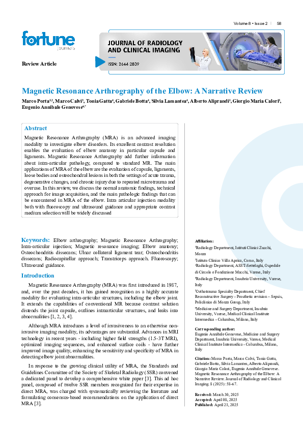 (PDF) Magnetic Resonance Arthrography of the Elbow: A Narrative Review