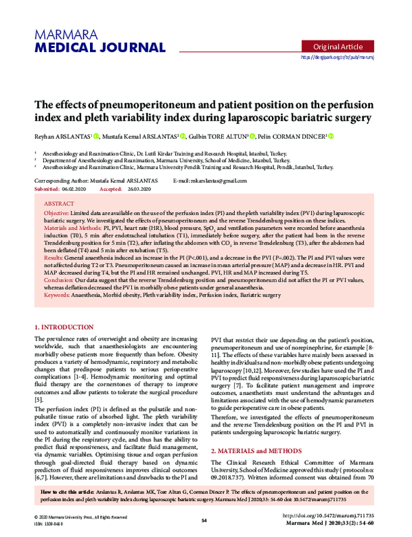 (PDF) The effects of pneumoperitoneum and patient position on the ...