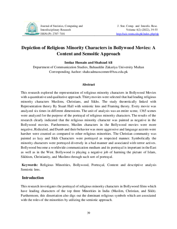 (PDF) Depiction of Religious Minority Characters in Bollywood Movies: A ...