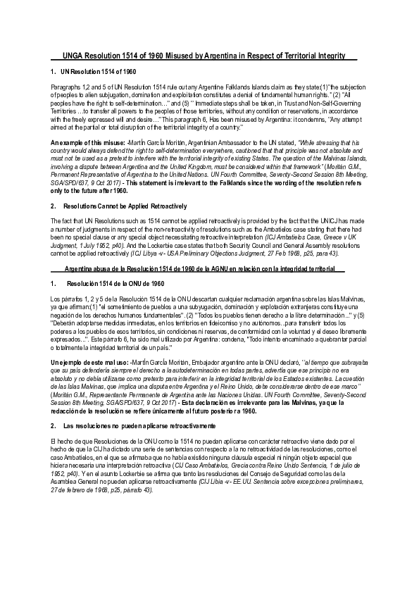 (PDF) UNGA Resolution 1514 of 1960 Misused by Argentina in Respect of ...