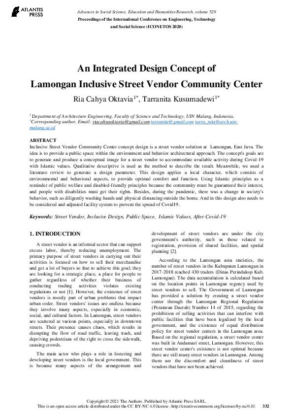 (PDF) An Integrated Design Concept of Lamongan Inclusive Street Vendor ...