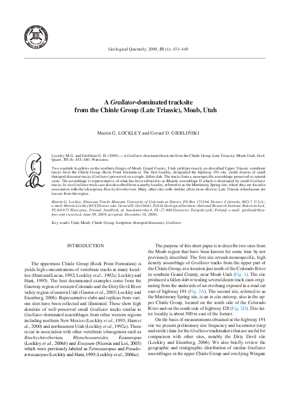 (PDF) A Grallator-dominated tracksite from the Chinle Group (Late ...