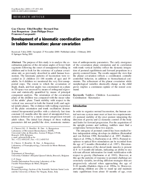 (PDF) Development of a kinematic coordination pattern in toddler ...