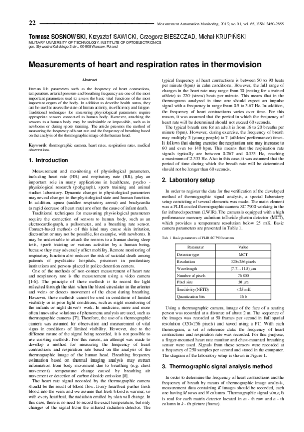 (PDF) Measurements of heart and respiration rates in thermovision