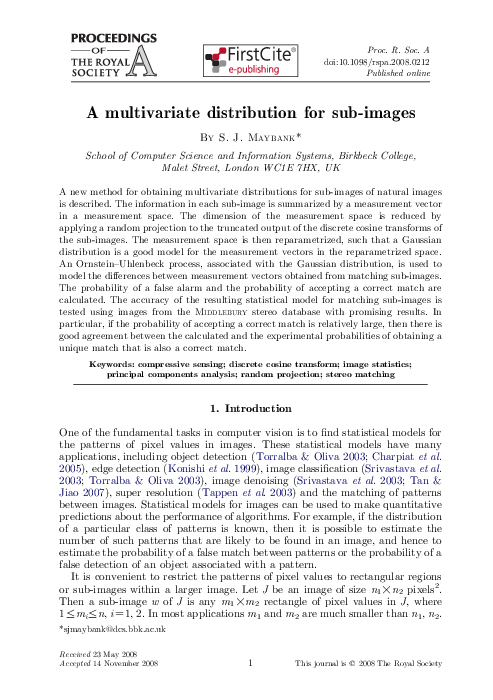 (PDF) A multivariate distribution for sub-images