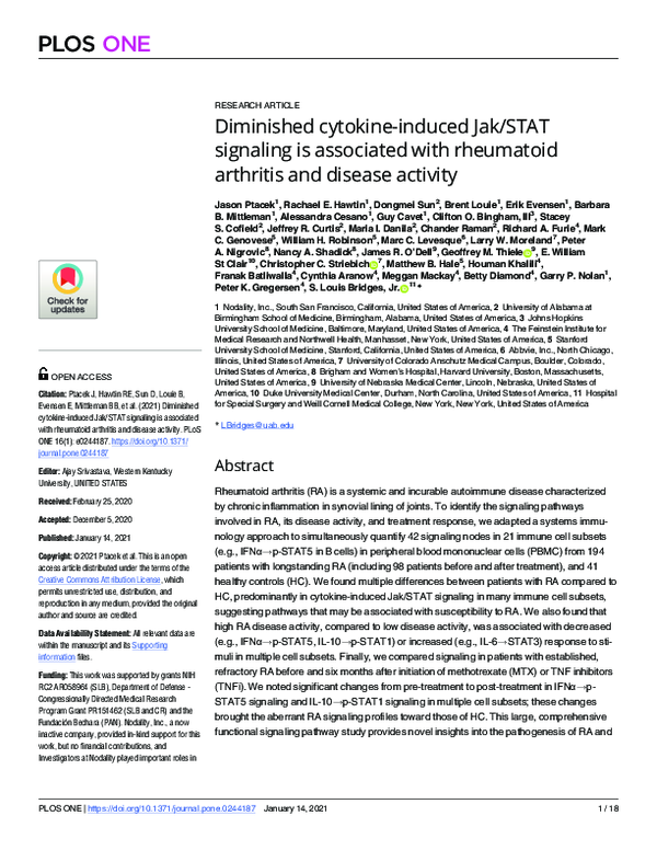 (PDF) Diminished cytokine-induced Jak/STAT signaling is associated with ...