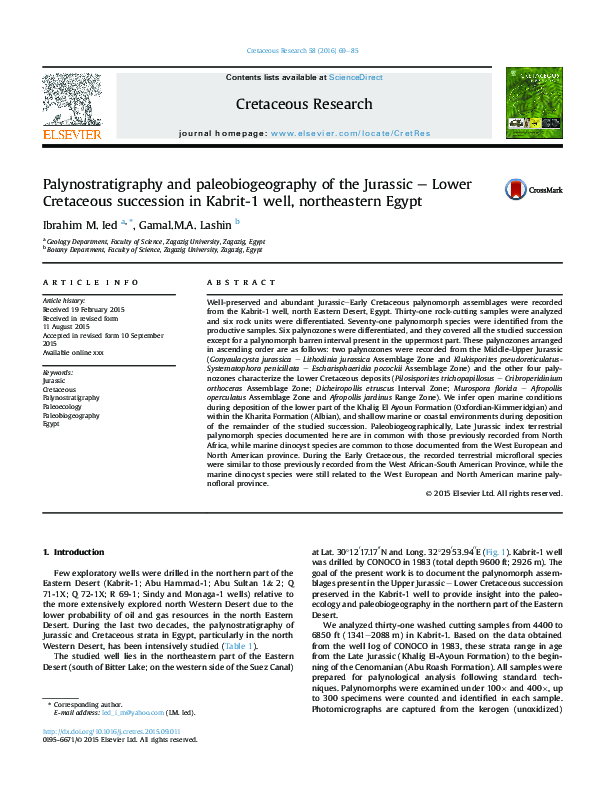 (PDF) Palynostratigraphy and paleobiogeography of the Jurassic – Lower ...