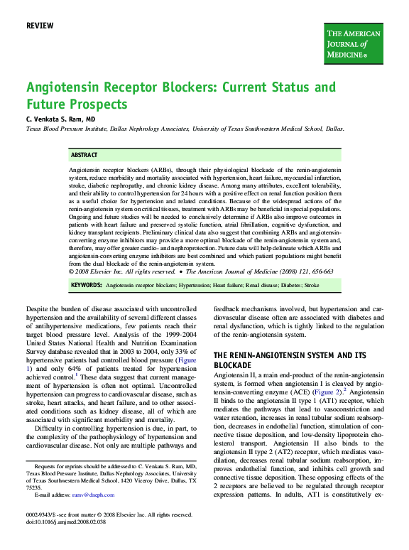 (PDF) Angiotensin Receptor Blockers: Current Status and Future Prospects