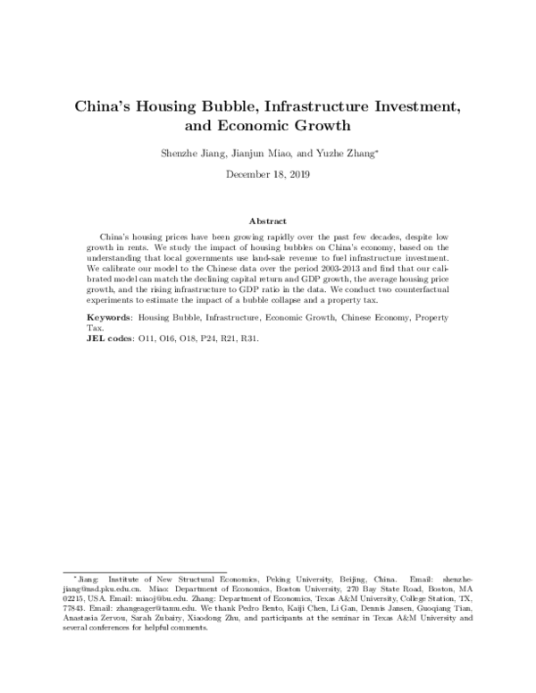 (PDF) China's Housing Bubble, Infrastructure Investment, and Economic ...