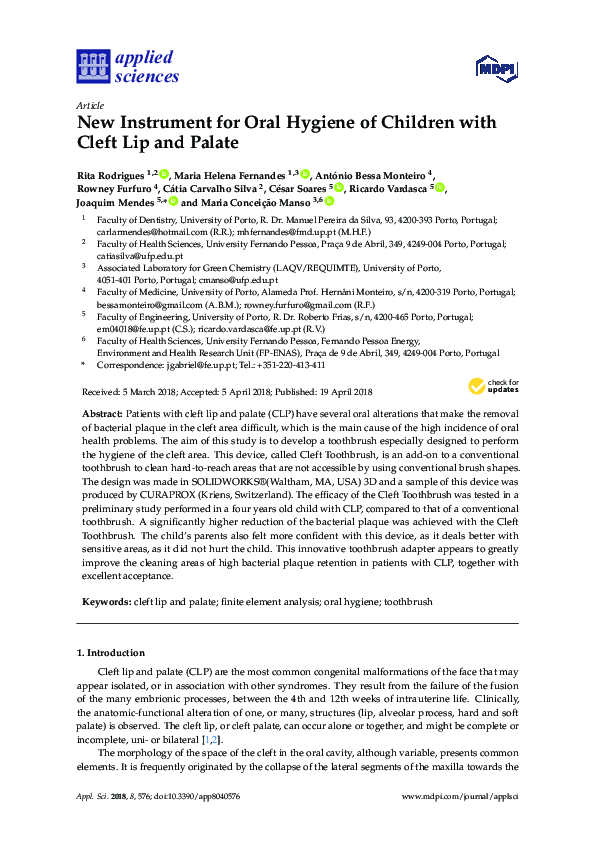 (PDF) New Instrument for Oral Hygiene of Children with Cleft Lip and Palate