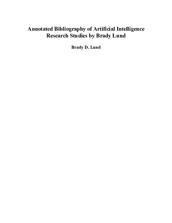 (PDF) Annotated Bibliography of Artificial Intelligence Research