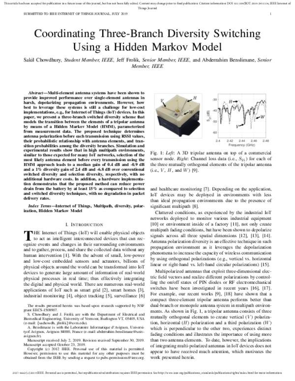 (PDF) Coordinating Three-Branch Diversity Switching Using a Hidden ...