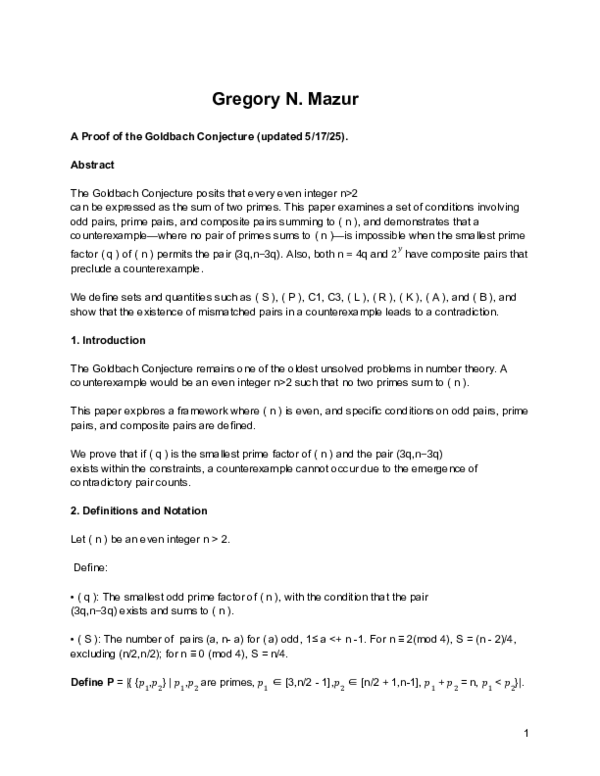 (PDF) The Proof of The Goldbach Conjecture Updated 5 17 2025 3