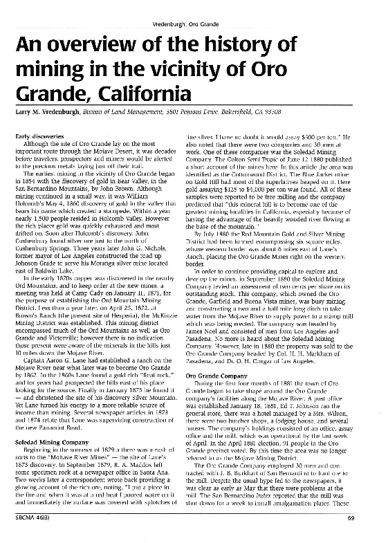 (PDF) An overview of the history of mining in the vicinity of Oro ...