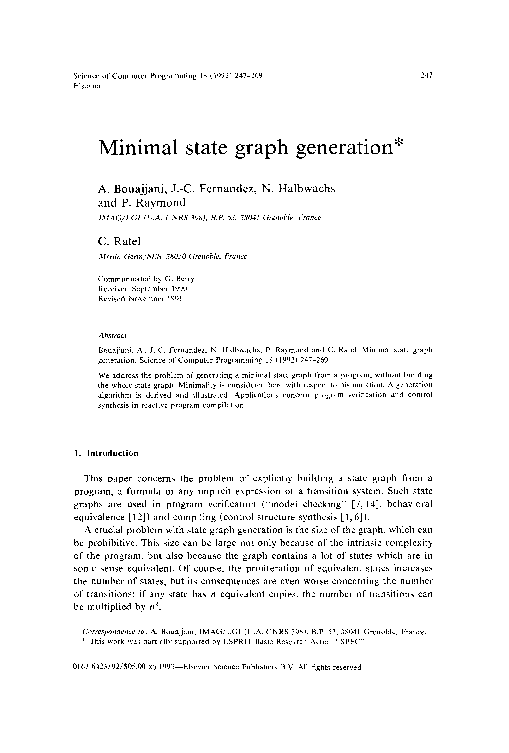 (PDF) Minimal state graph generation