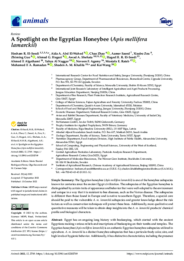 (PDF) A Spotlight on the Egyptian Honeybee (Apis mellifera lamarckii)