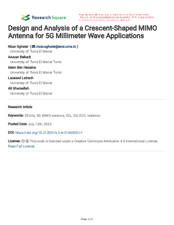 (PDF) Design and Analysis of a Crescent-Shaped MIMO Antenna for 5G ...