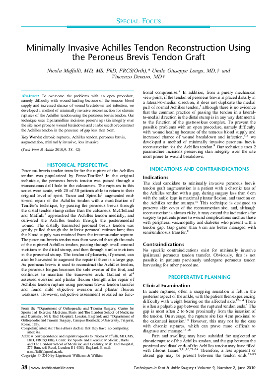 (PDF) Minimally Invasive Achilles Tendon Reconstruction Using the ...