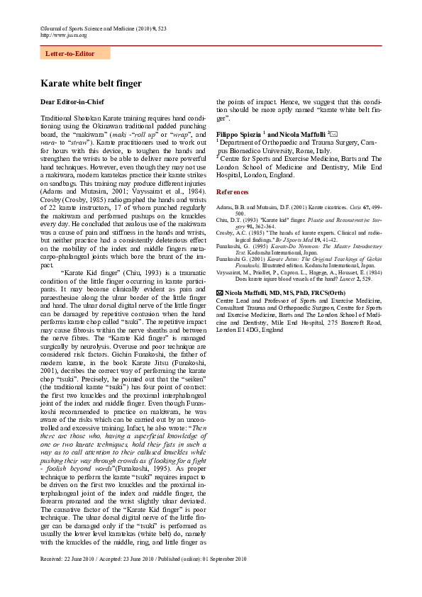 (PDF) Karate white belt finger