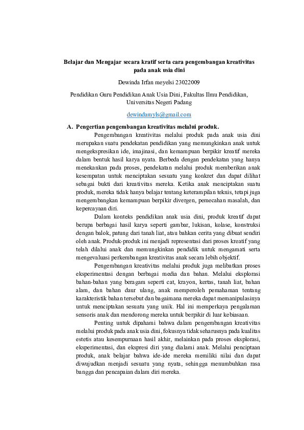(PDF) Belajar dan Mengajar secara kreatif serta cara pengembangan ...