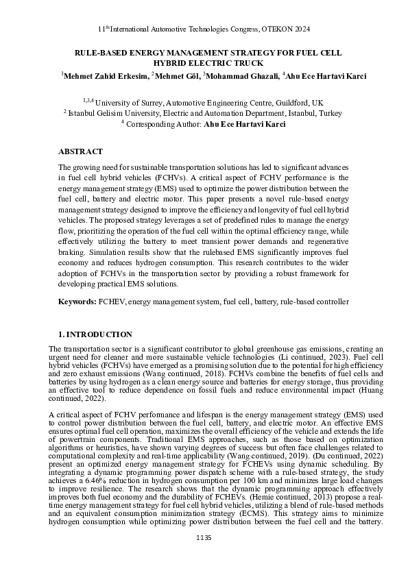 (PDF) RULE-BASED ENERGY MANAGEMENT STRATEGY FOR FUEL CELL HYBRID ELECTRIC TRUCK