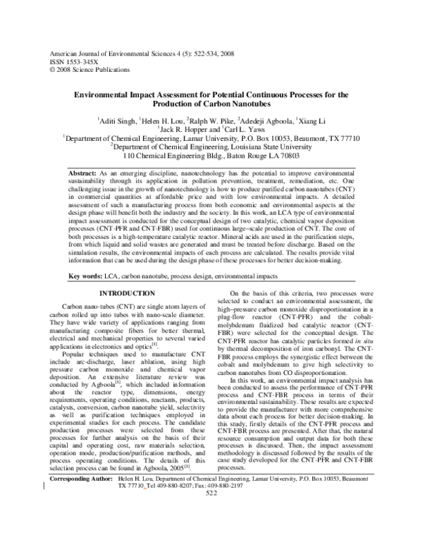 (PDF) Environmental Impact Assessment for Potential Continuous ...