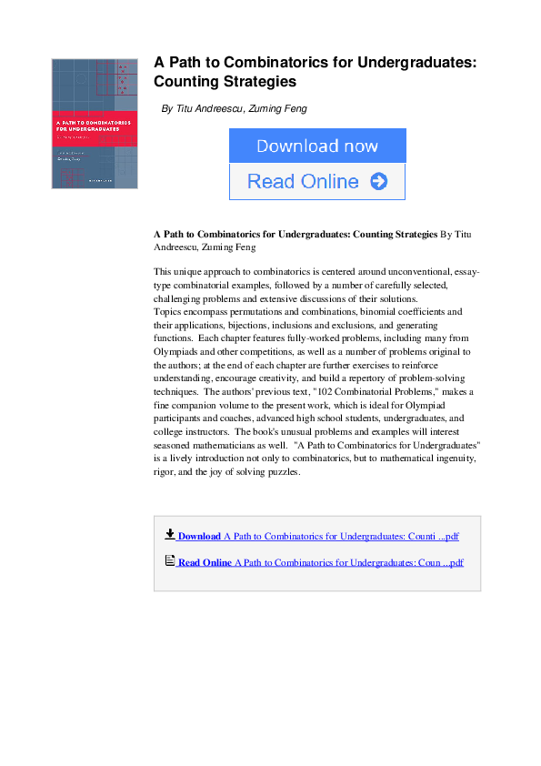 (PDF) A path to combinatorics for undergraduates : counting strategies