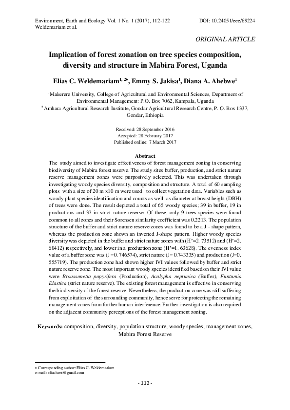 (PDF) Implication of forest zonation on tree species composition ...