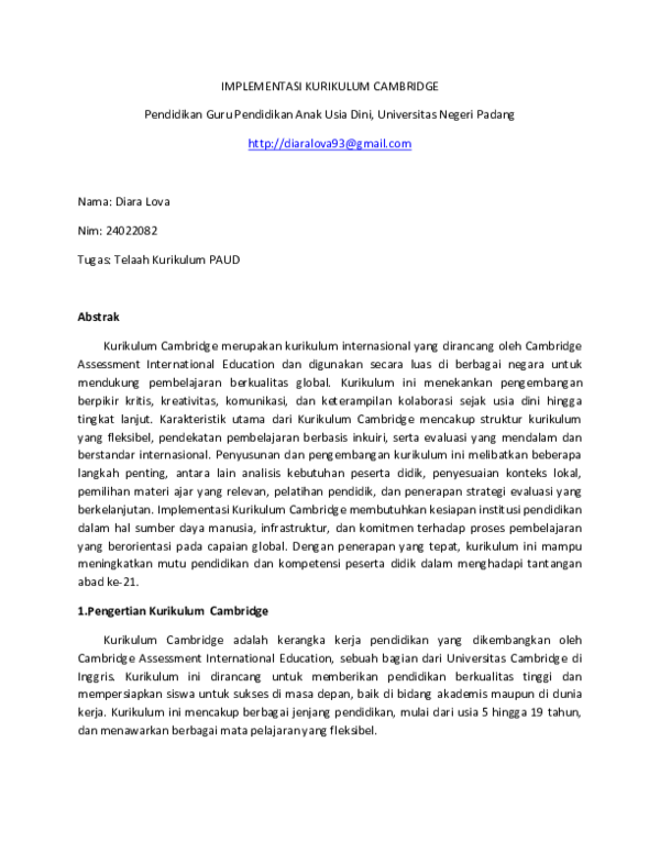 (PDF) Implementasi Kurikulum Cambridge