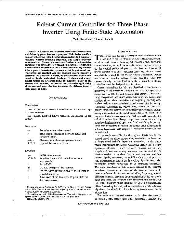 (PDF) Robust current controller for three-phase inverter using finite ...