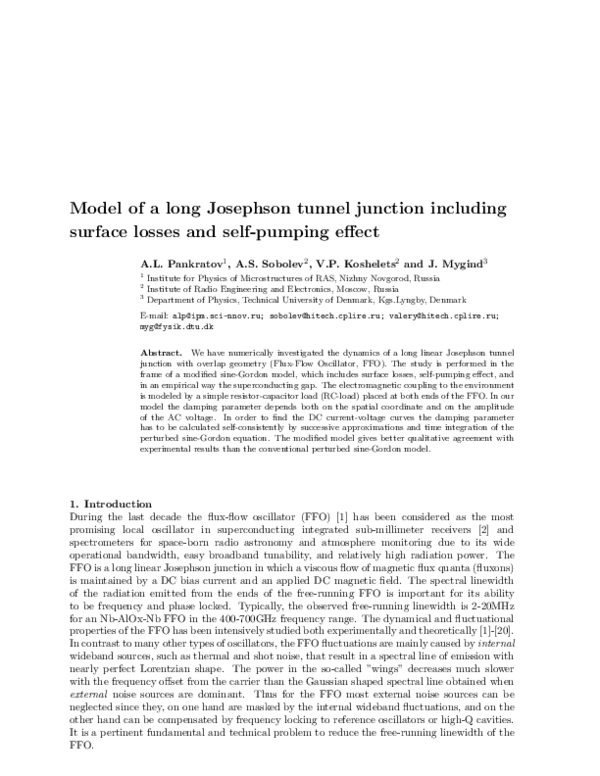 (PDF) Model of a long Josephson tunnel junction including surface ...
