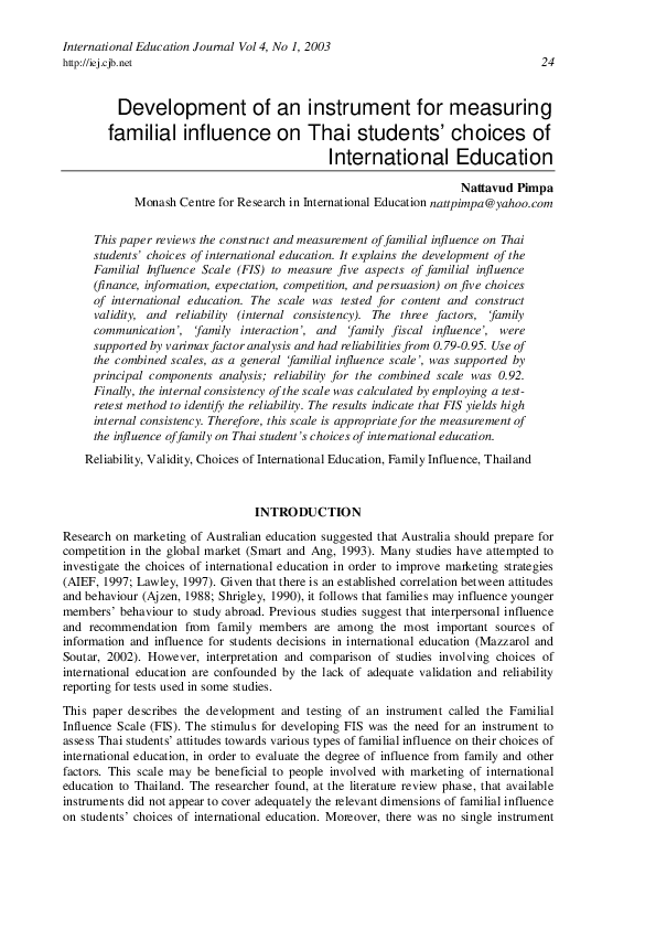 (PDF) Development of an instrument for measuring familial influence on ...