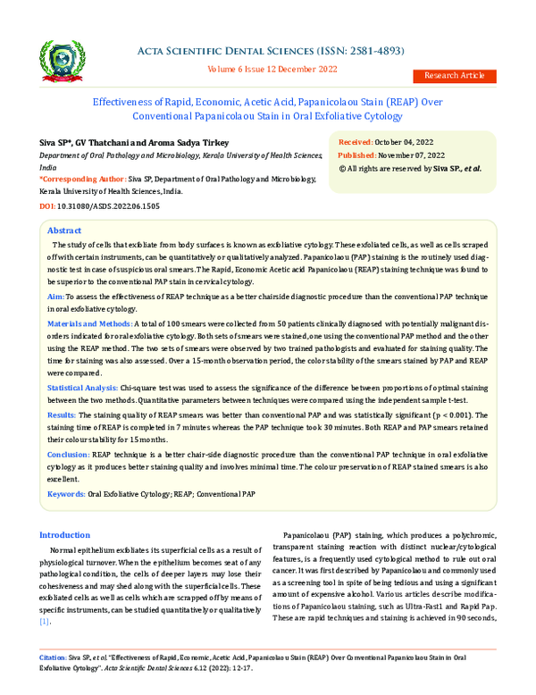 (PDF) Effectiveness of Rapid, Economic, Acetic Acid, Papanicolaou Stain ...