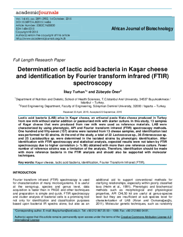 (PDF) Determination of lactic acid bacteria in Kaºar cheese and ...