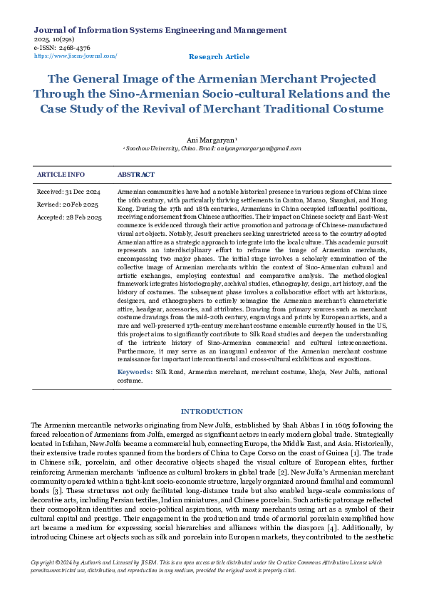 (PDF) The General Image of the Armenian Merchant Projected Through the ...