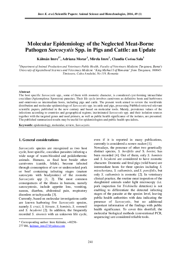 (PDF) Molecular epidemiology of the neglected meat-borne pathogen ...
