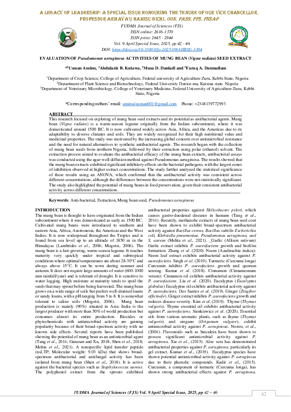 (PDF) Evaluation of Pseudomonas aeruginosa activities of mung bean ...