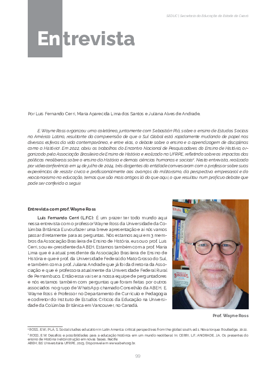 (PDF) Entrevista com o Professor E. Wayne Ross