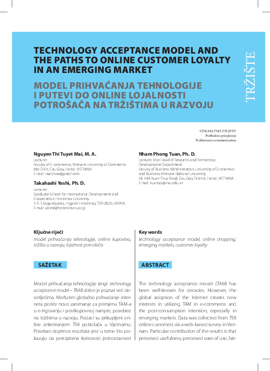 (PDF) Technology acceptance model and the paths to online customer loyalty in an emerging market