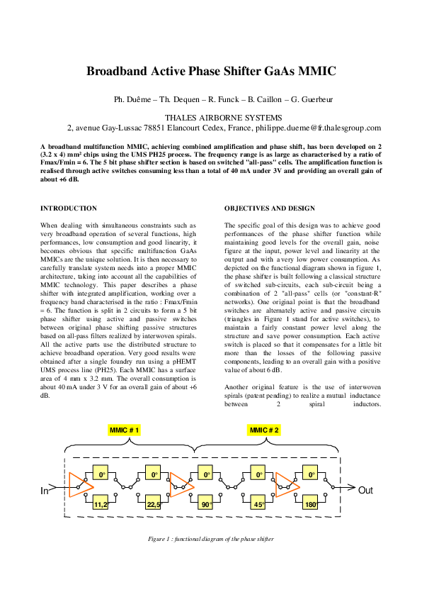 (PDF) Broadband Active Phase Shifter GaAs MMIC