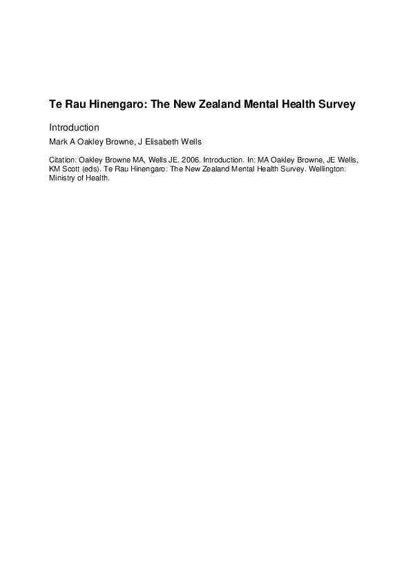 (PDF) Te Rau Hinengaro: The New Zealand Mental Health Survey: Overview ...