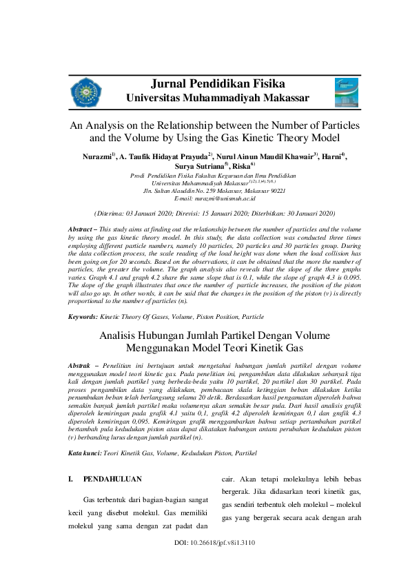 (PDF) An Analysis on the Relationship between the Number of Particles ...