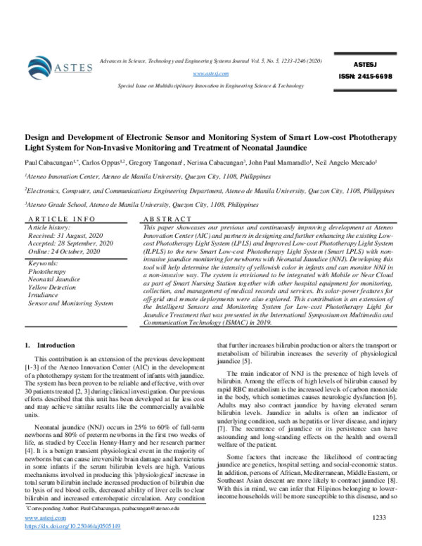 (PDF) Design and Development of Electronic Sensor and Monitoring System of Smart Low-cost ...