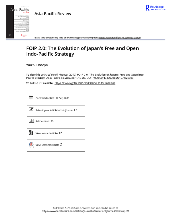 (PDF) FOIP 2.0: The Evolution of Japan’s Free and Open Indo-Pacific ...