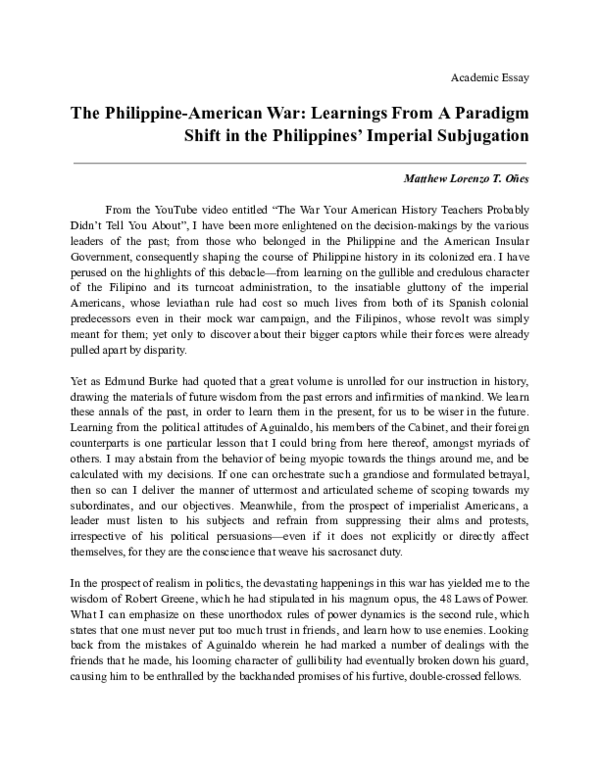 (PDF) The Philippine-American War: Learnings From A Paradigm Shift in ...