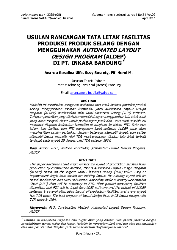 (PDF) Usulan Rancangan Tata Letak Fasilitas Produksi Produk Selang ...